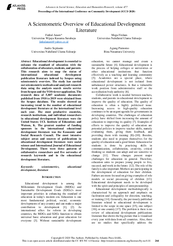 (PDF) A Scientometric Overview of Educational Development Literature