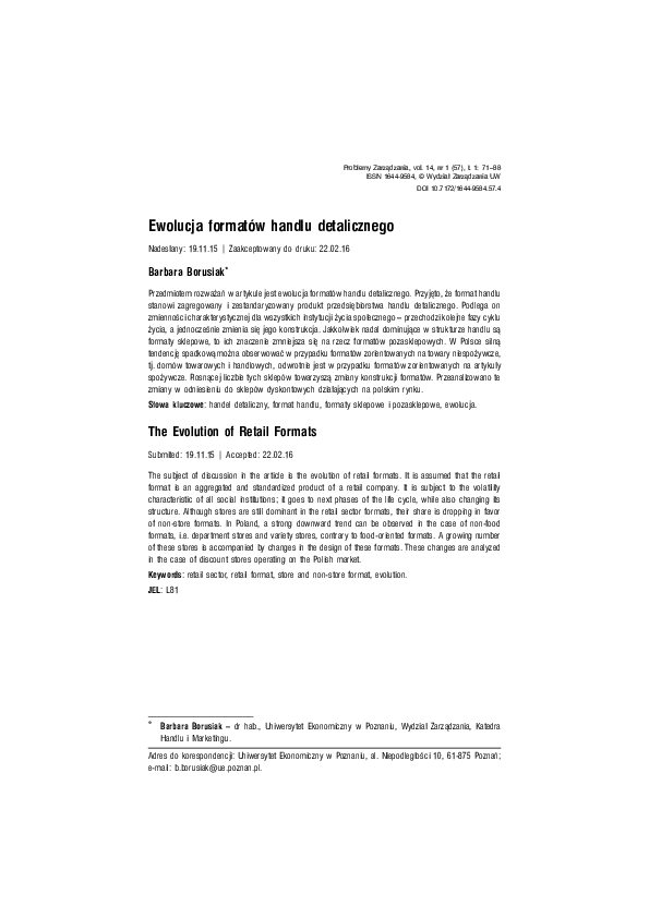 (PDF) The Evolution of Retail Formats