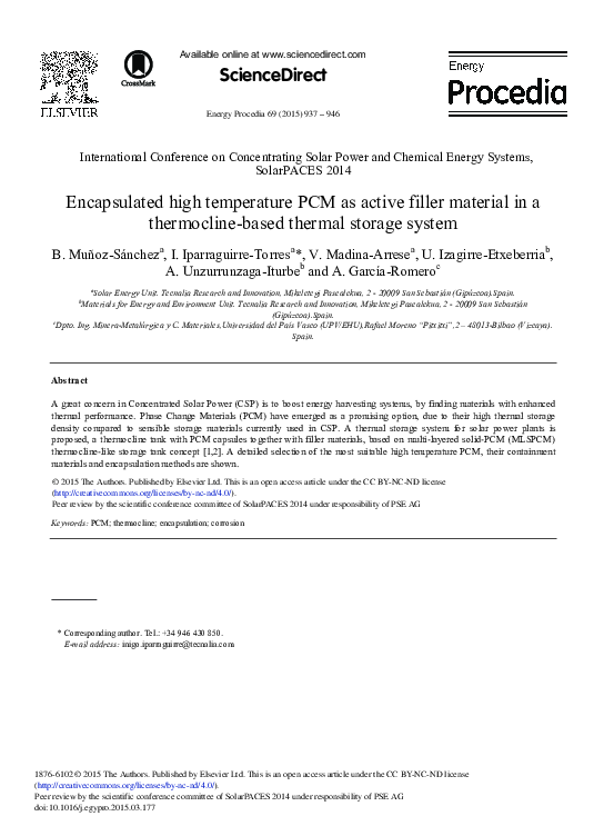 (PDF) Encapsulated High Temperature PCM as Active Filler Material in a ...