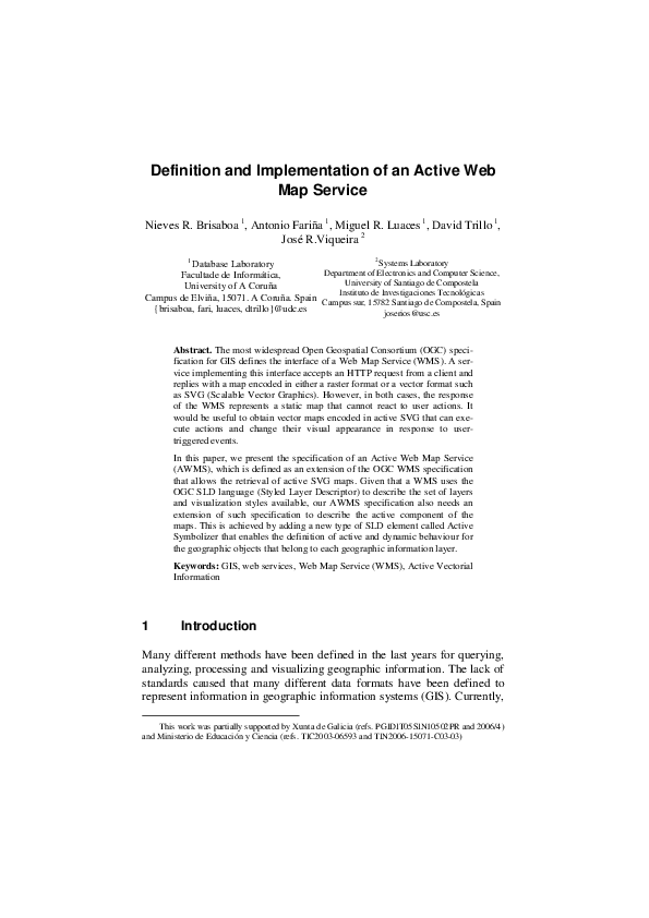 (PDF) Definition and Implementation of an Active Web Map Service