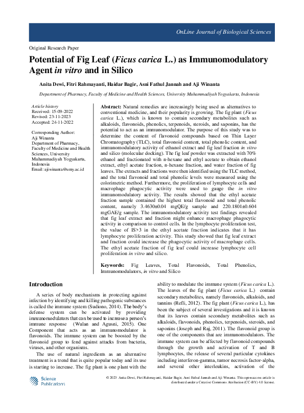(PDF) Potential of Fig Leaf (Ficus carica ) as Immunomodulatory Agent ...