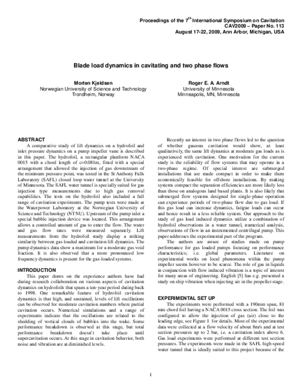 (PDF) Blade load dynamics in cavitating and two phase flows