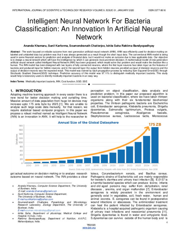 (PDF) Intelligent Neural Network For Bacteria Classification: An Innovation In Artificial Neural ...