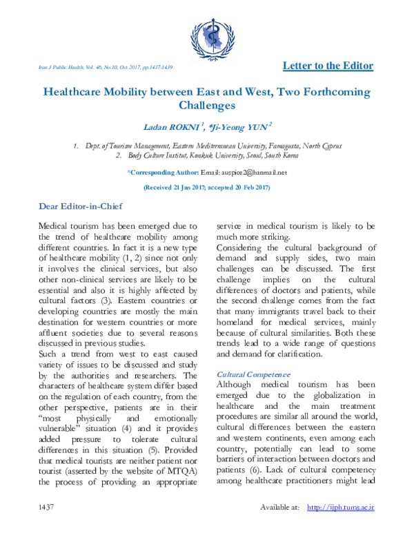 (PDF) Letter to the Editor Healthcare Mobility between East and West ...