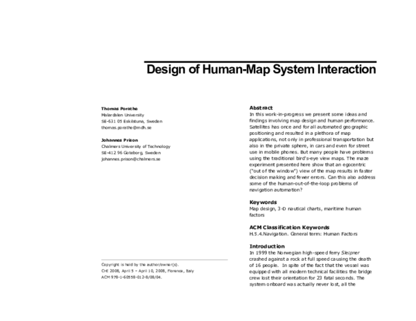 (PDF) Design of human-map system interaction