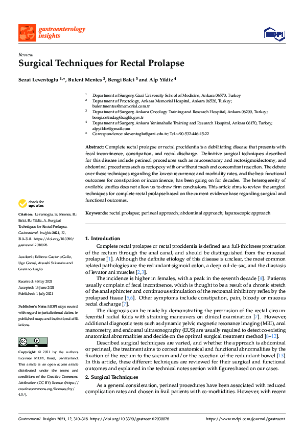 (PDF) Surgical Techniques for Rectal Prolapse