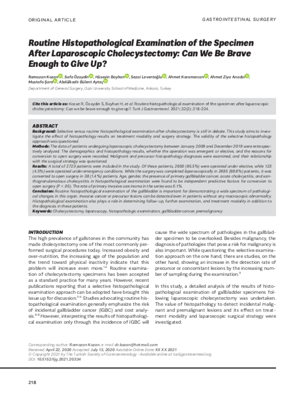 (PDF) Routine Histopathological Examination of the Specimen After ...