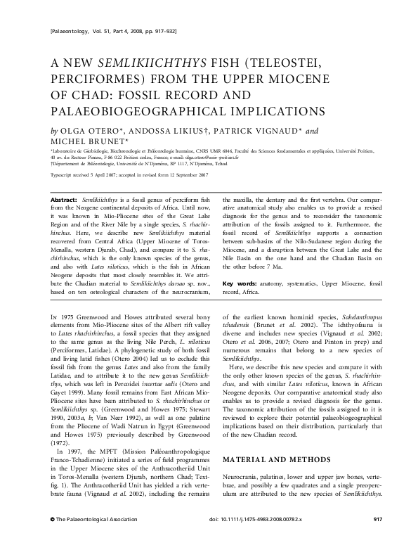 (PDF) A New Semlikiichthys Fish (Teleostei, Perciformes) from the Upper ...