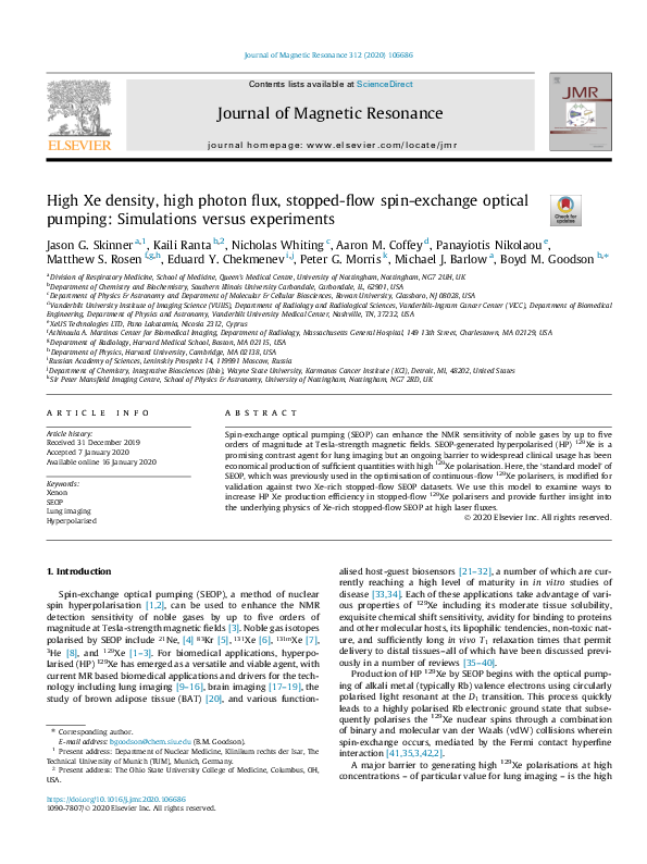 (PDF) High Xe density, high photon flux, stopped-flow spin-exchange ...