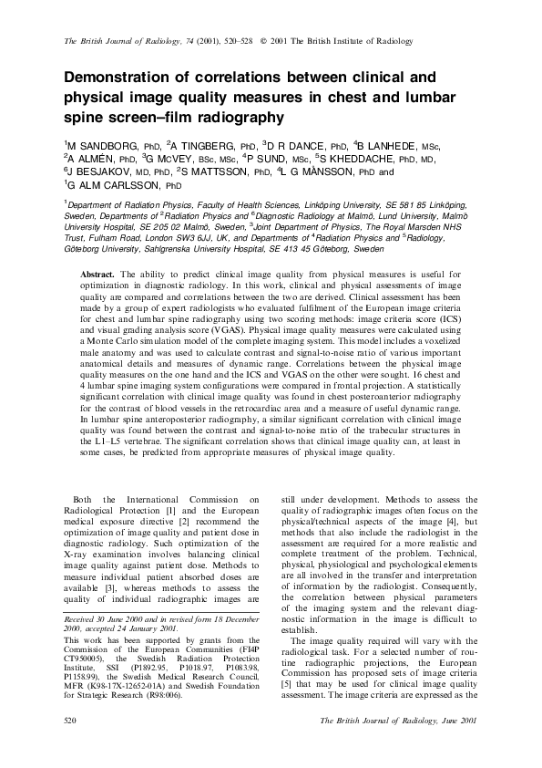 (PDF) Demonstration of correlations between clinical and physical image ...