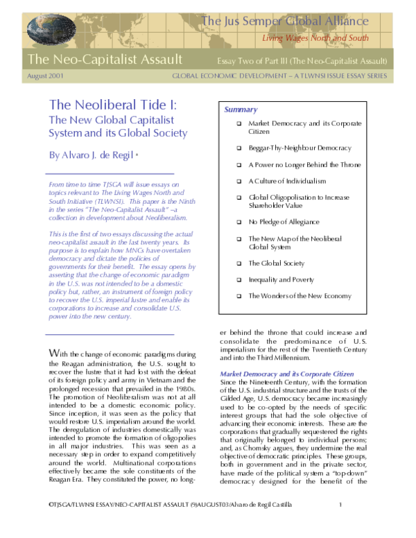 (PDF) The Neoliberal Tide I: The New Global Capitalist System and its ...