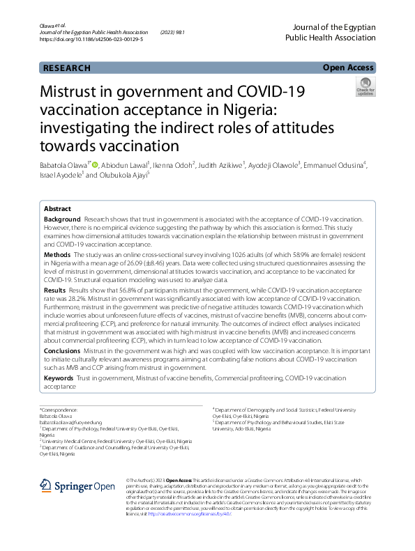 (PDF) Mistrust in government and COVID-19 vaccination acceptance in ...
