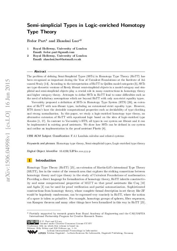 (PDF) Semi-simplicial Types in Logic-enriched Homotopy Type Theory