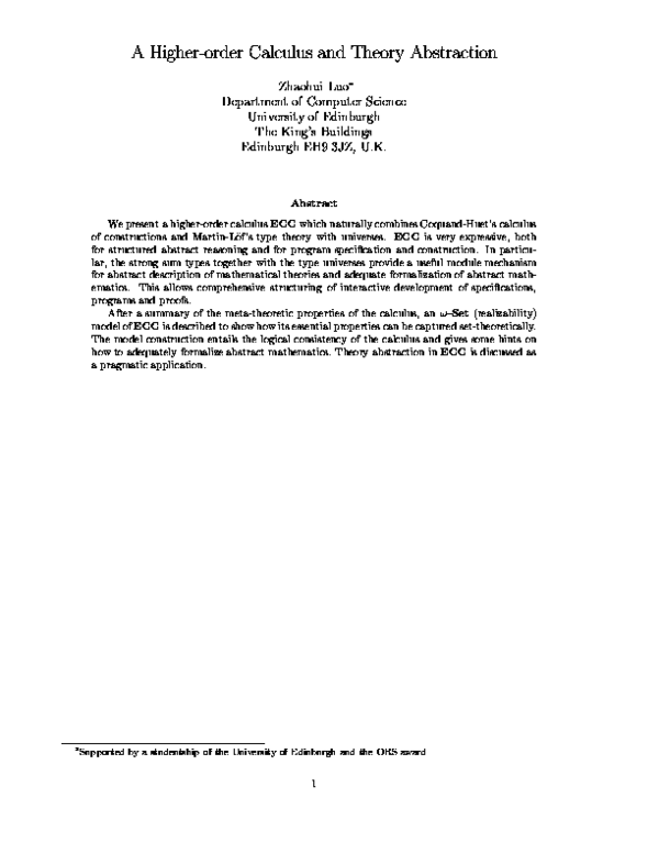 (PDF) A higher-order calculus and theory abstraction | Zhaohui Luo - Academia.edu