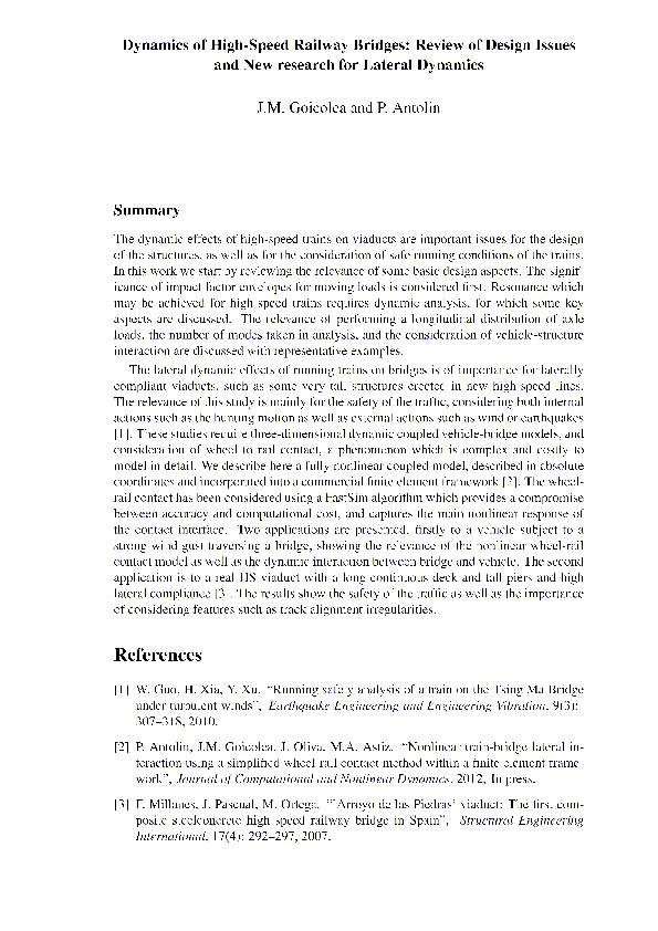 (PDF) The Dynamics of High-Speed Railway Bridges: A Review of Design Issues and New Research for ...