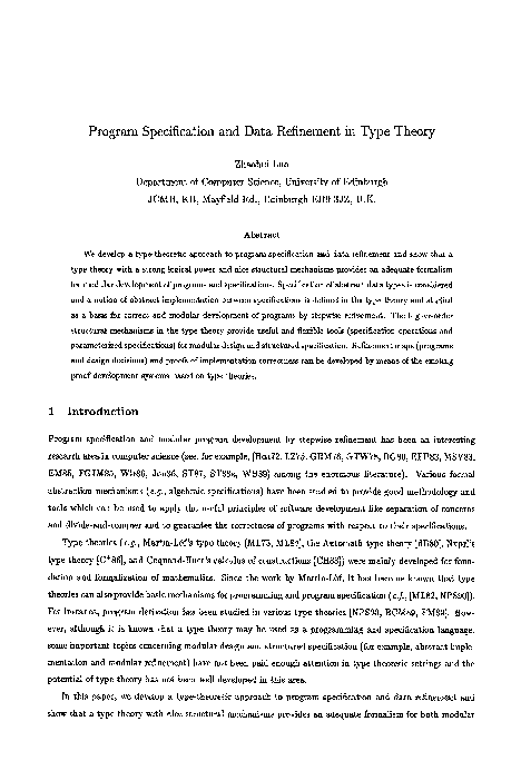 (PDF) Program specification and data refinement in type theory