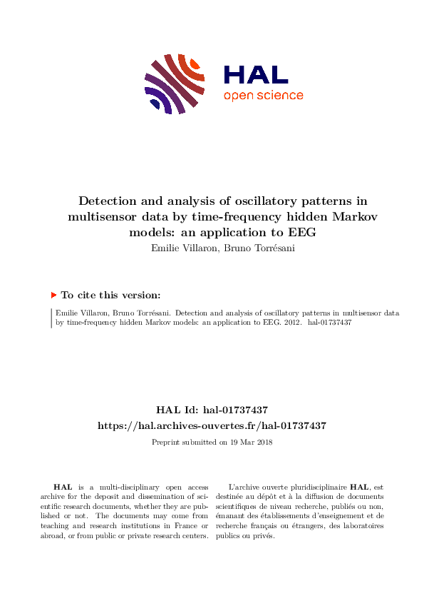 Pdf Detection And Analysis Of Oscillatory Patterns In Multisensor Data By Time Frequency