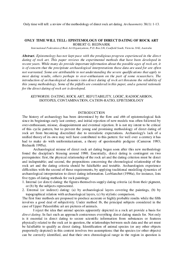 (PDF) Only Time Will Tell: A Review of the Methodology of Direct Rock ...