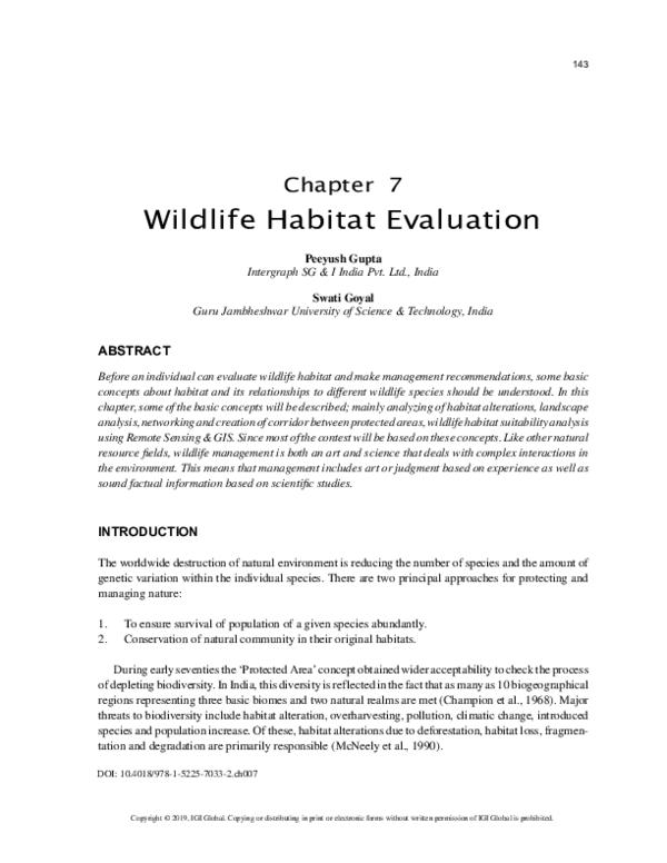 (PDF) Wildlife Habitat Evaluation