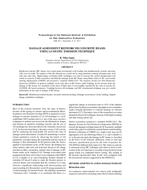 (PDF) Damage Assessment Reinforced Concrete Beams Using Acoustic Emission Technique