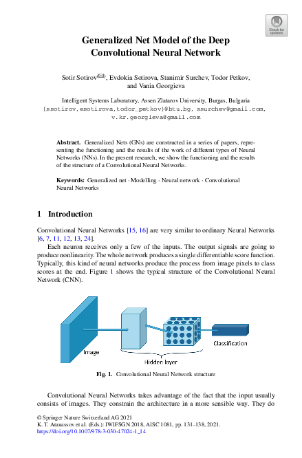 (PDF) Generalized Net Model of the Deep Convolutional Neural Network | Sotir Sotirov - Academia.edu