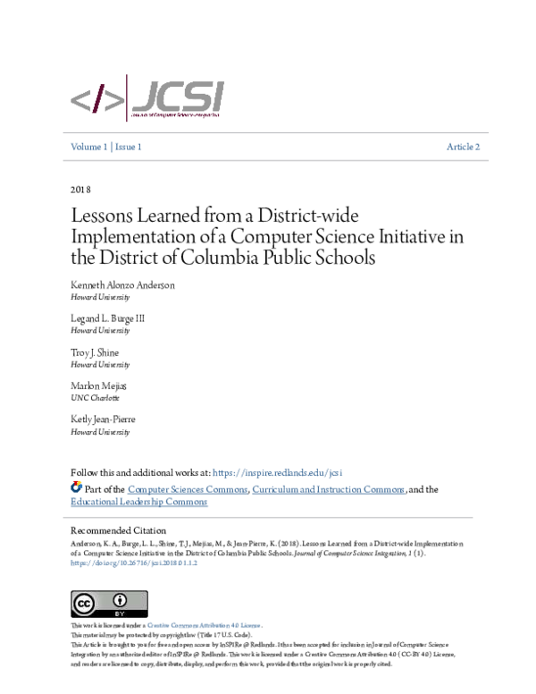 (PDF) Lessons Learned from a District-Wide Implementation of a Computer ...