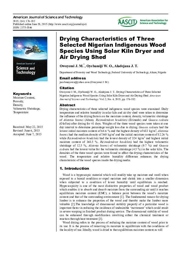 (PDF) Drying Characteristics of Three Selected Nigerian Indigenous Wood ...