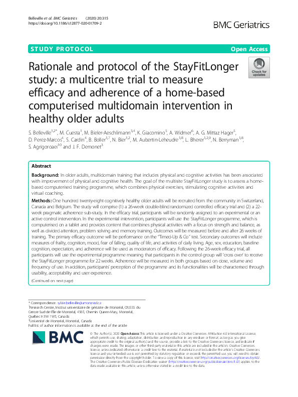 (PDF) Rationale and protocol of the StayFitLonger study: a multicentre trial to measure efficacy ...