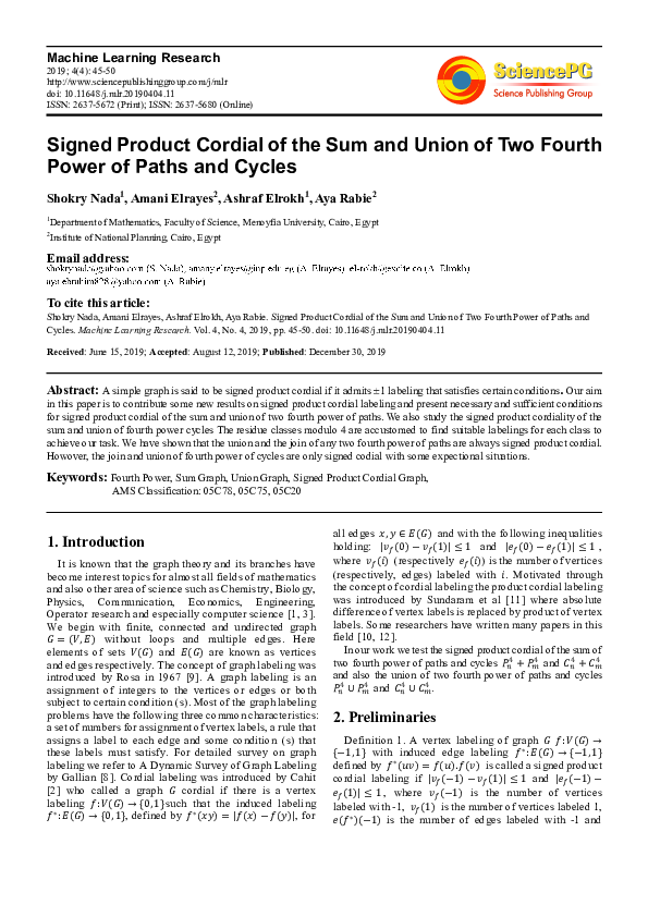 (PDF) Signed Product Cordial of the Sum and Union of Two Fourth Power ...