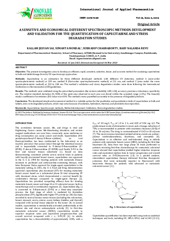 Pdf A Sensitive And Economical Different Spectroscopic Methods Development And Validation For