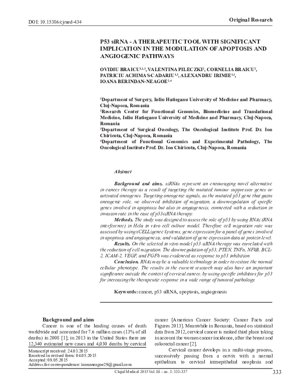(PDF) p53 siRNA - a therapeutic tool with significant implication in ...