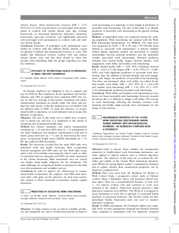 (PDF) 33 Measurement Properties of the 16-item Work Limitations ...