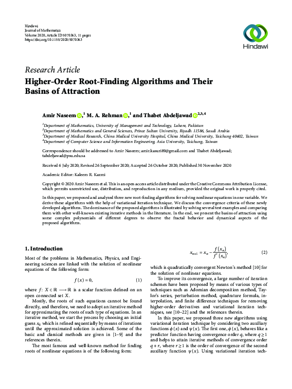 Pdf Higher Order Root Finding Algorithms And Their Basins Of Attraction