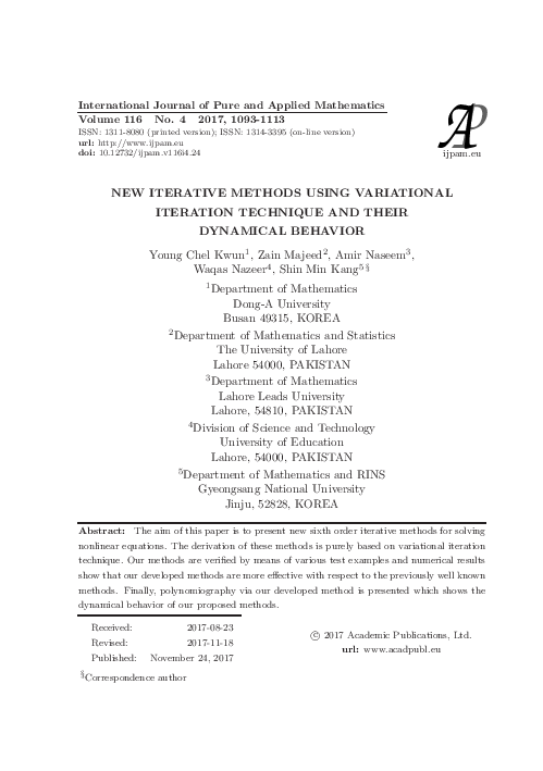 New iterative methods using variational iteration technique and their ... New iterative methods using variational iteration technique and their ...