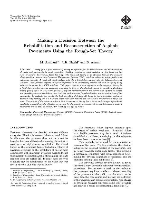 (PDF) Rehabilitation and Reconstruction of Asphalts Pavement Decision Making Based on Rough Set ...