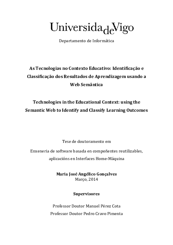 Pdf Technologies In The Educational Context Using The Semantic Web To Identify And Classify