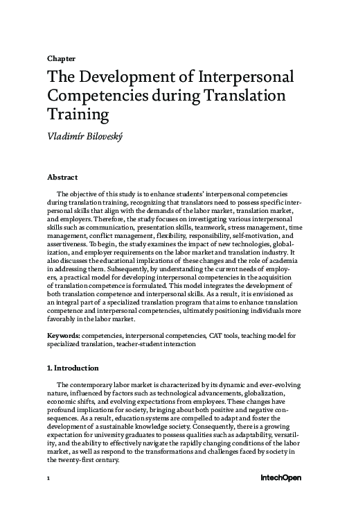 (PDF) The Development of Interpersonal Competencies during Translation ...