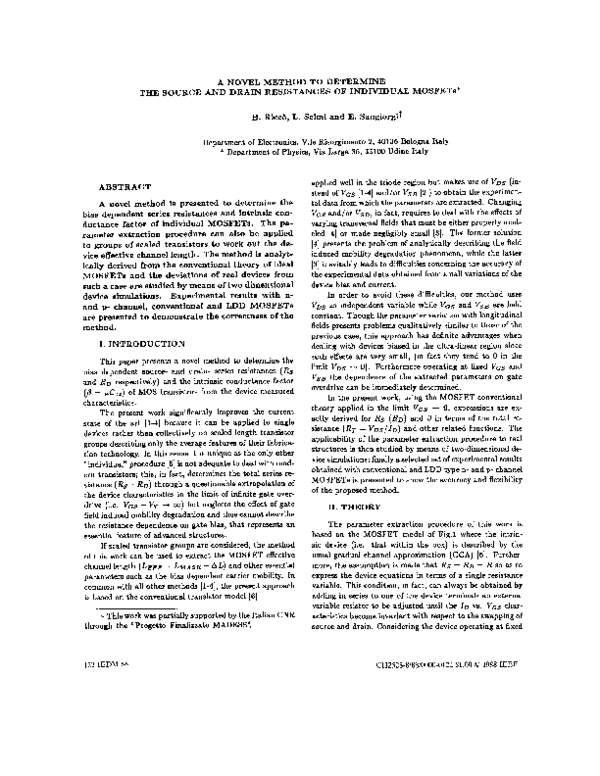 Pdf A Novel Method To Determine The Source And Drain Resistances Of Individual Mosfets