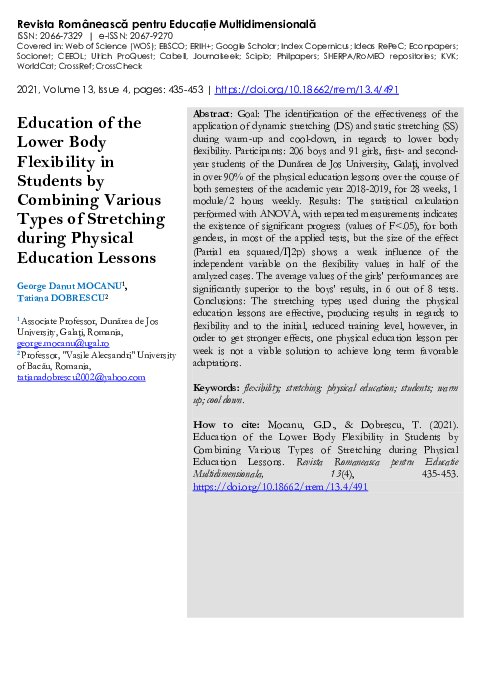 (PDF) Education of the Lower Body Flexibility in Students by Combining ...