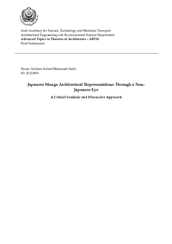 (PDF) Japanese Manga Architectural Representations Through a Non ...