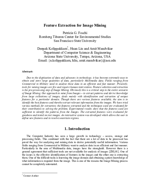 (PDF) Feature extraction for image mining | Huan Liu - Academia.edu (PDF) Feature extraction for image mining | Huan Liu - Academia.edu