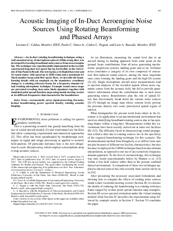 Acoustic Imaging Of In Duct Aeroengine Noise Sources Using Rotating Beamforming And Phased Arrays
