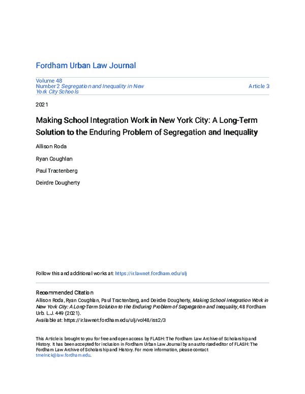 (PDF) Making School Integration Work in New York City: A Long-Term ...