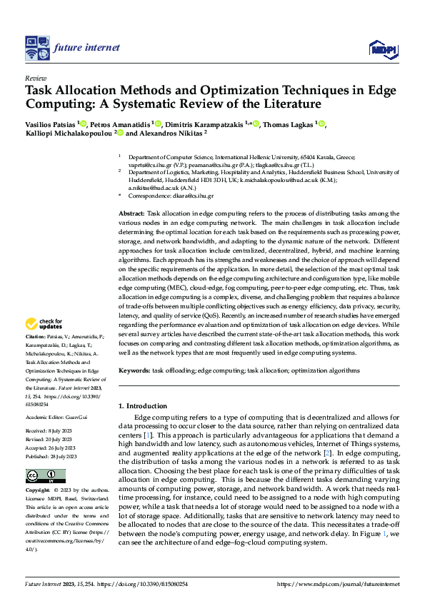 Pdf Task Allocation Optimization Techniques In Edge Computing
