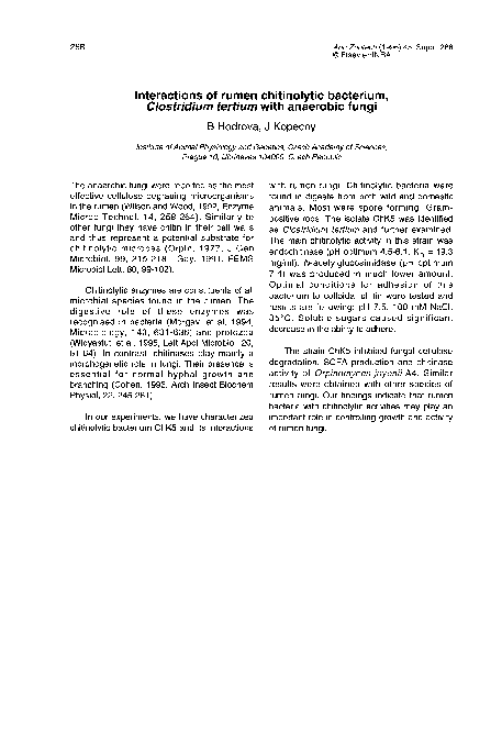 (PDF) Interactions of rumen chitinolytic bacterium, Clostridium tertium ...