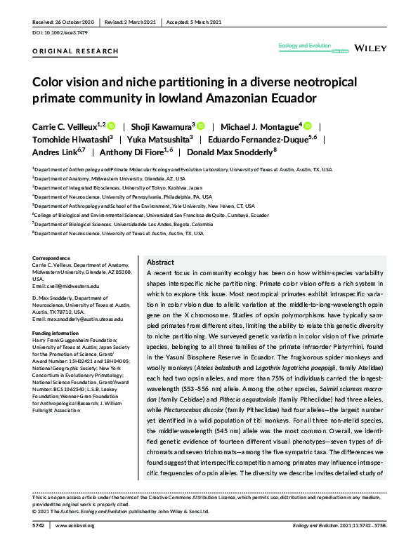 (PDF) Color vision and niche partitioning in a diverse neotropical ...
