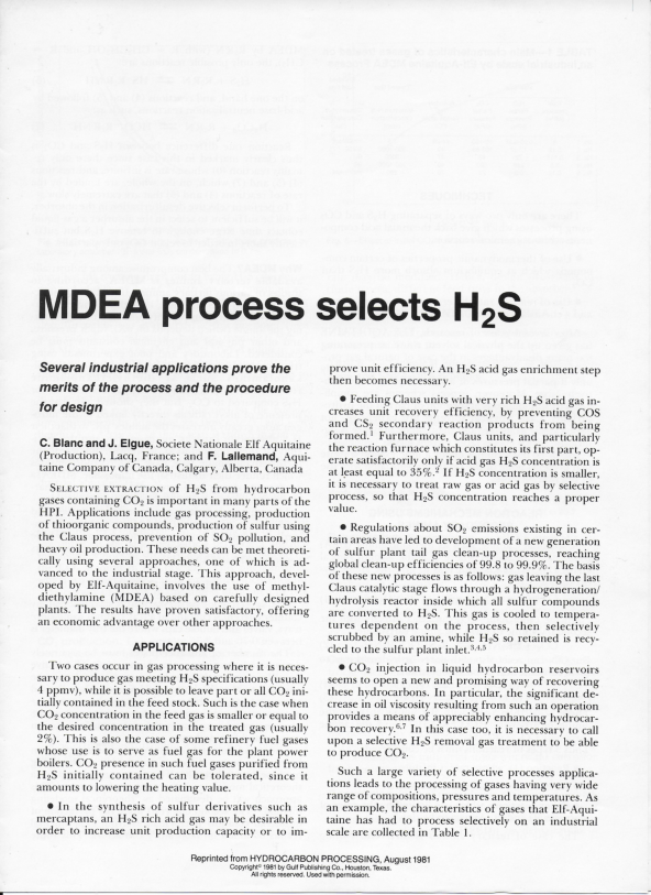 (PDF) MDEA process