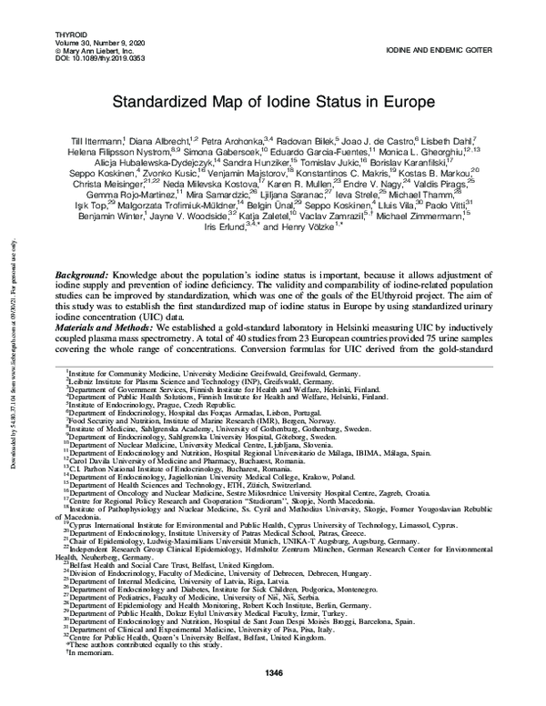 (PDF) Standardized Map of Iodine Status in Europe