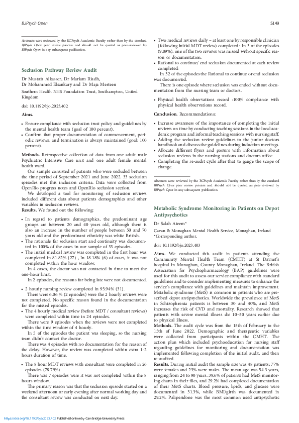 (PDF) Seclusion Pathway Review Audit