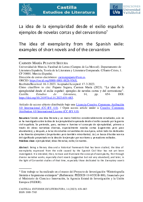 (PDF) La idea de la ejemplaridad desde el exilio español: ejemplos de ...